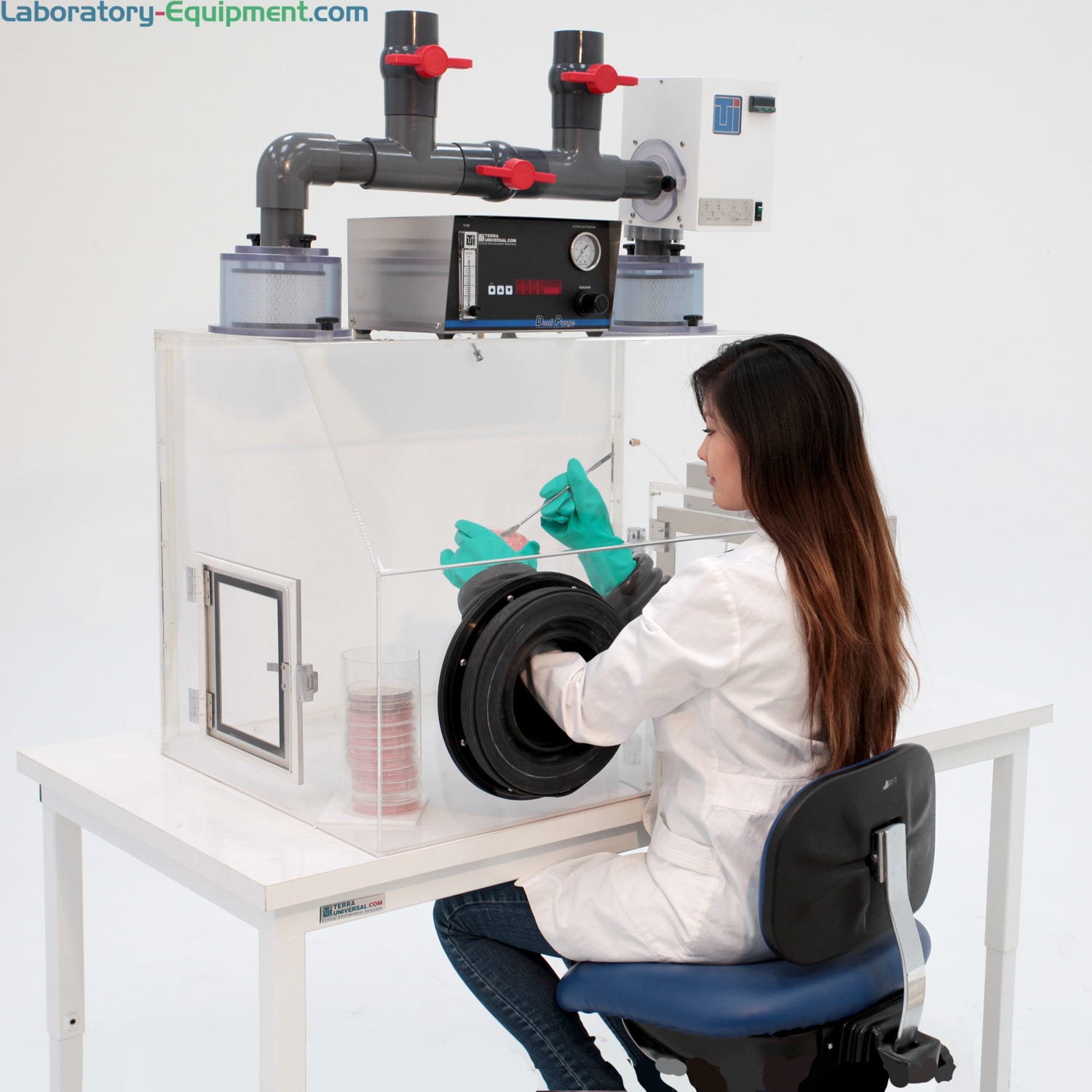 Glovebox; Series 100, Open/Closed Filtration, Polypropylene, 47" W x 24 ...