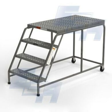 4 Steps 304 or 316L SS Mobile Work Platform, Diamond Plating Tread, 30 ...