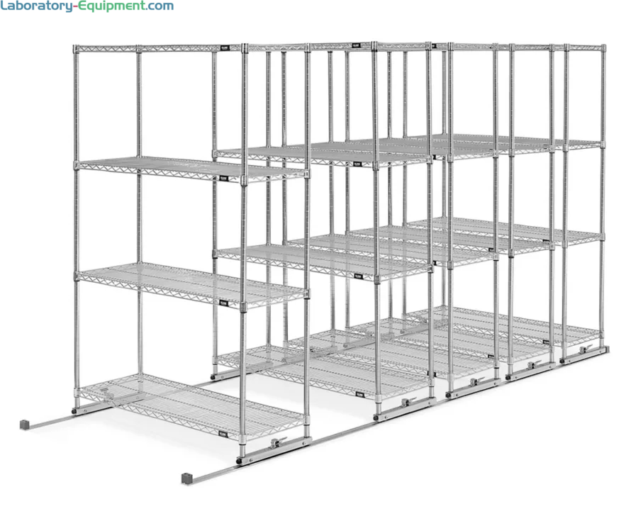 High Density Storage; Sliding, 5 Shelving Units, 650 lb Shelf Load ...